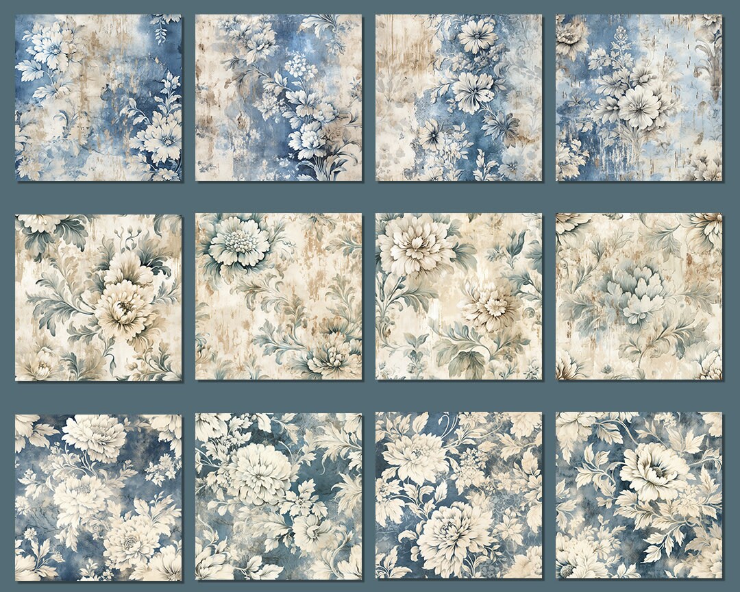 Antique Floral Digital Paper Seamless Damask Floral Instant - Etsy