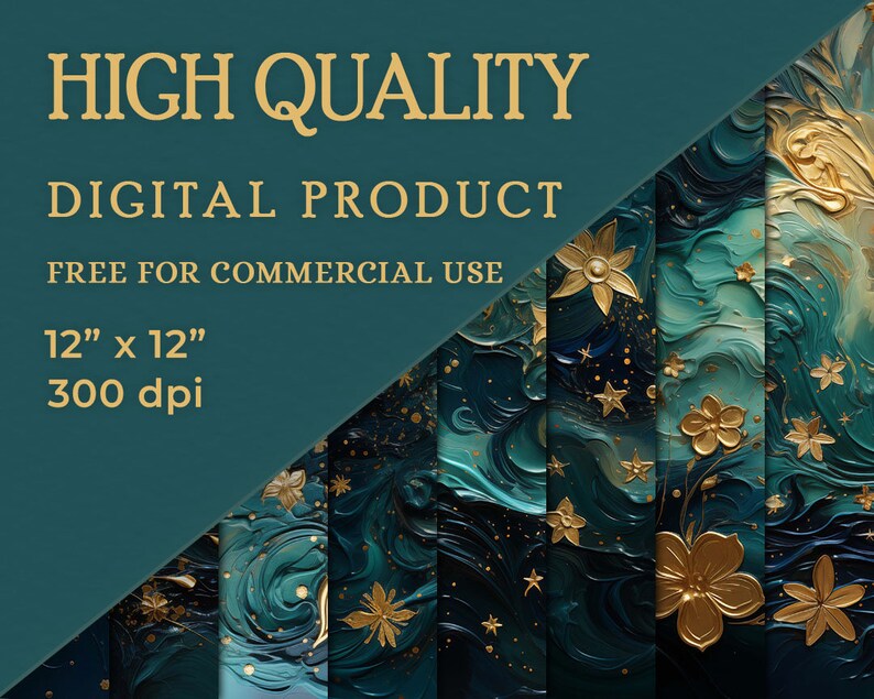 Starry Meadow Digital Paper Enchanting Luxury Scrapbook Texture Paper ...