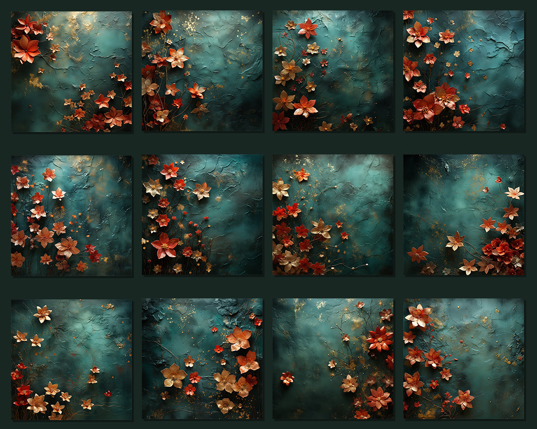 Fantasy Ruby Floral Digital Paper Fantasy Ruby & Copper - Etsy