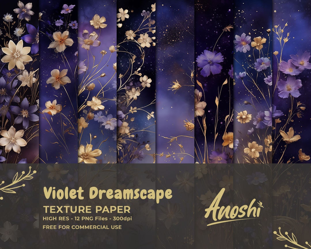 Violet Dreamscape Digital Paper Luxury Digital Scrapbook Texture Paper ...