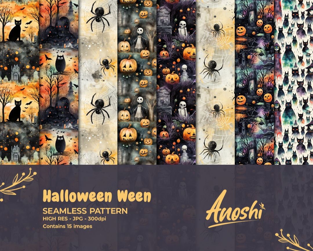 Spooky Halloween Digital Papers Seamless Halloween Patterns Instant ...