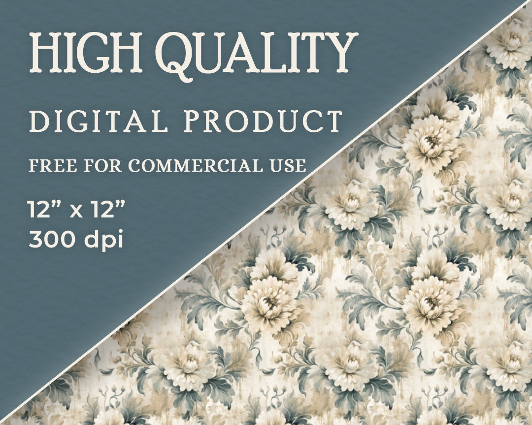 Antique Floral Digital Paper Seamless Damask Floral Instant - Etsy