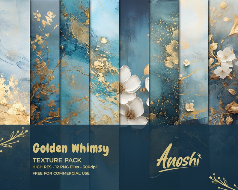 Grunge Blue and Gold Digital Paper Distressed Grungy Journal Paper ...