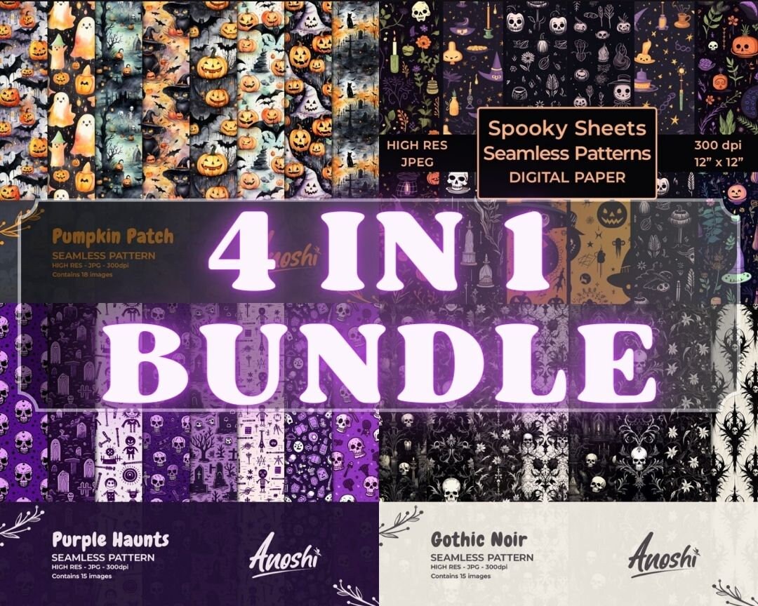 Halloween Graphics Bundle III Discount Digital Paper Sets for Spooky ...