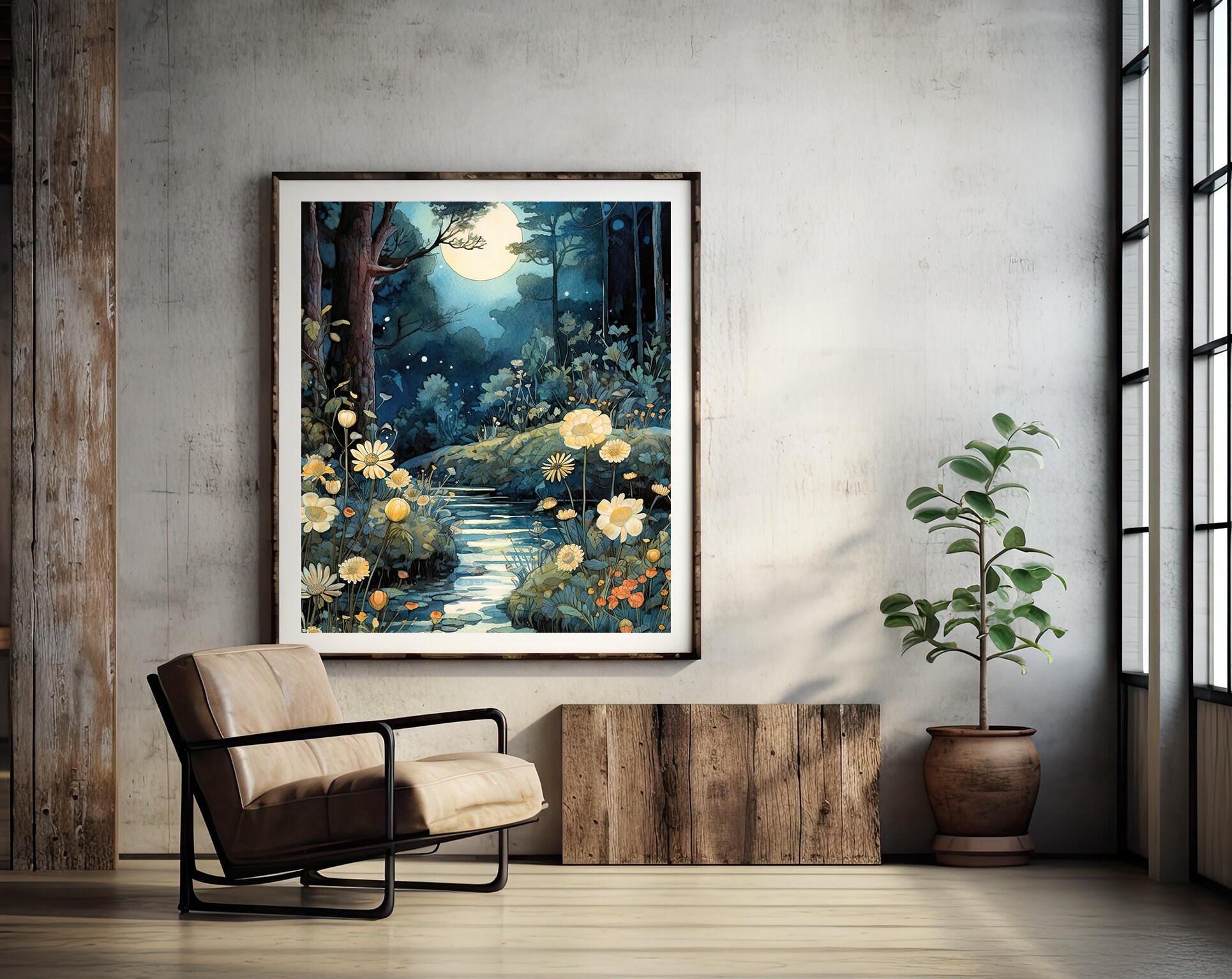Enchanting Floral Moon Digital Papers Printable Moon Garden Decoupage ...