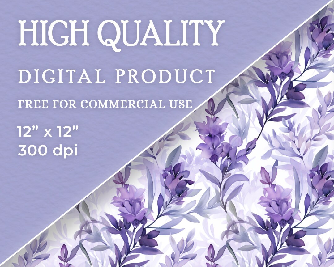 Lilac Floral Digital Paper Seamless Purple Floral Digital Paper for ...