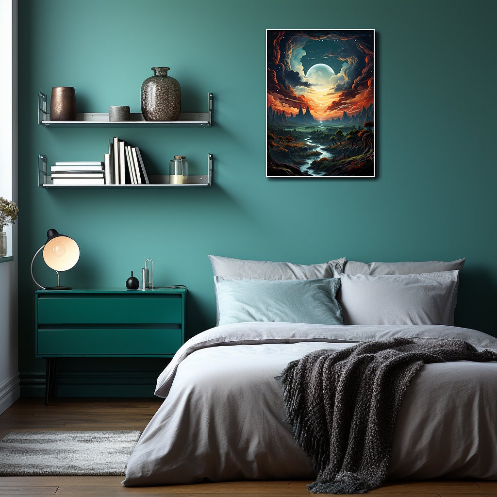 Poster Art Retro Futuristic Fantasy City Landscape Digital Art Print ...