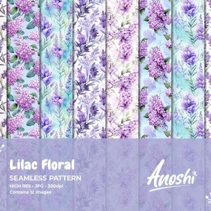 Lilac Floral Digital Paper Seamless Purple Floral Digital Paper for ...