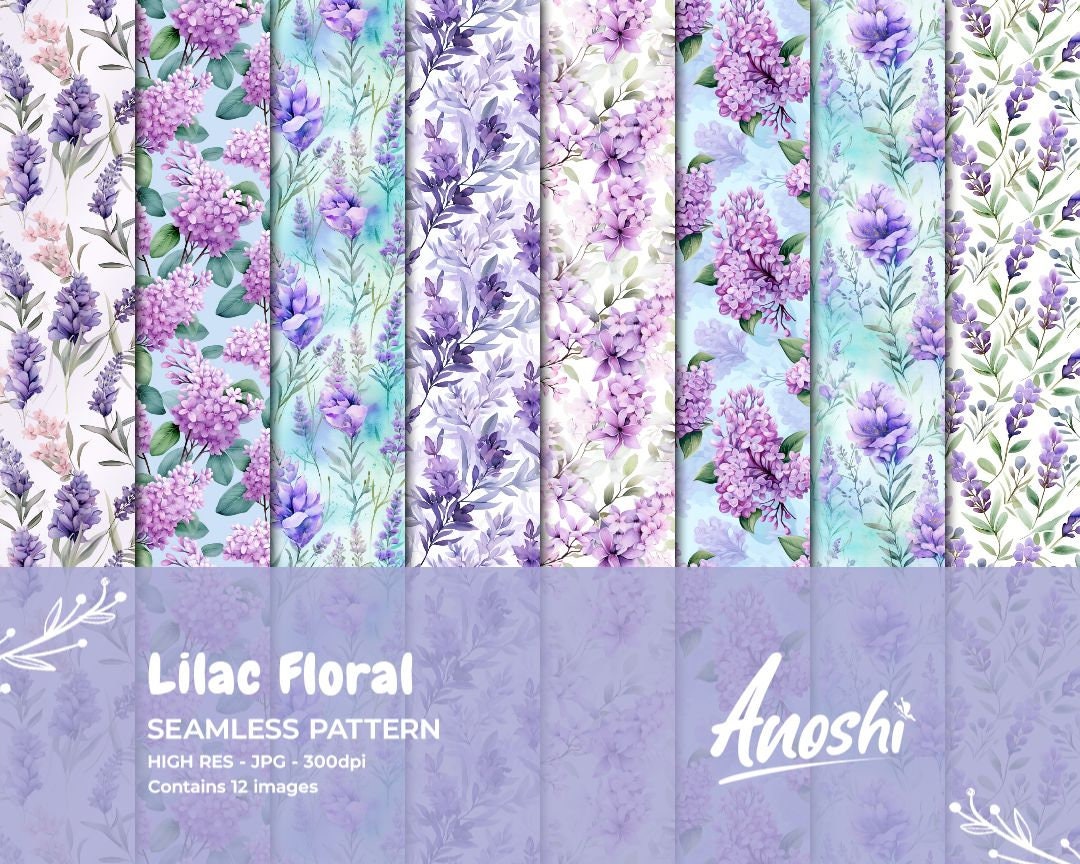 Lilac Floral Digital Paper Seamless Purple Floral Digital Paper for ...