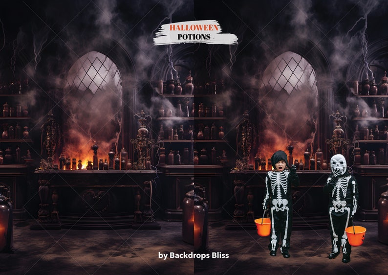 Halloween Backdrop Potion Laboratory Digital Background Lab - Etsy