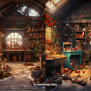 Santa Christmas Backdrop Kids Christmas Digital Backdrop Santas Factory ...