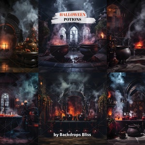 Halloween Backdrop Potion Castle Digital Background Eerie Laboratory ...