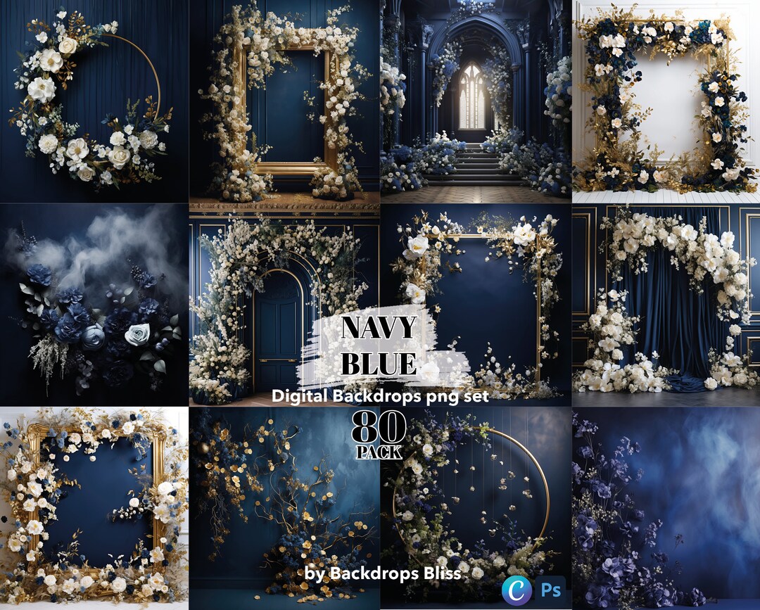 Blue Maternity Digital Backdrop Boho Navy Blue Digital Backdrop ...