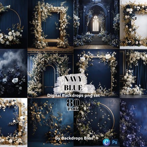 Blue Maternity Digital Backdrop Boho Navy Blue Digital Backdrop ...