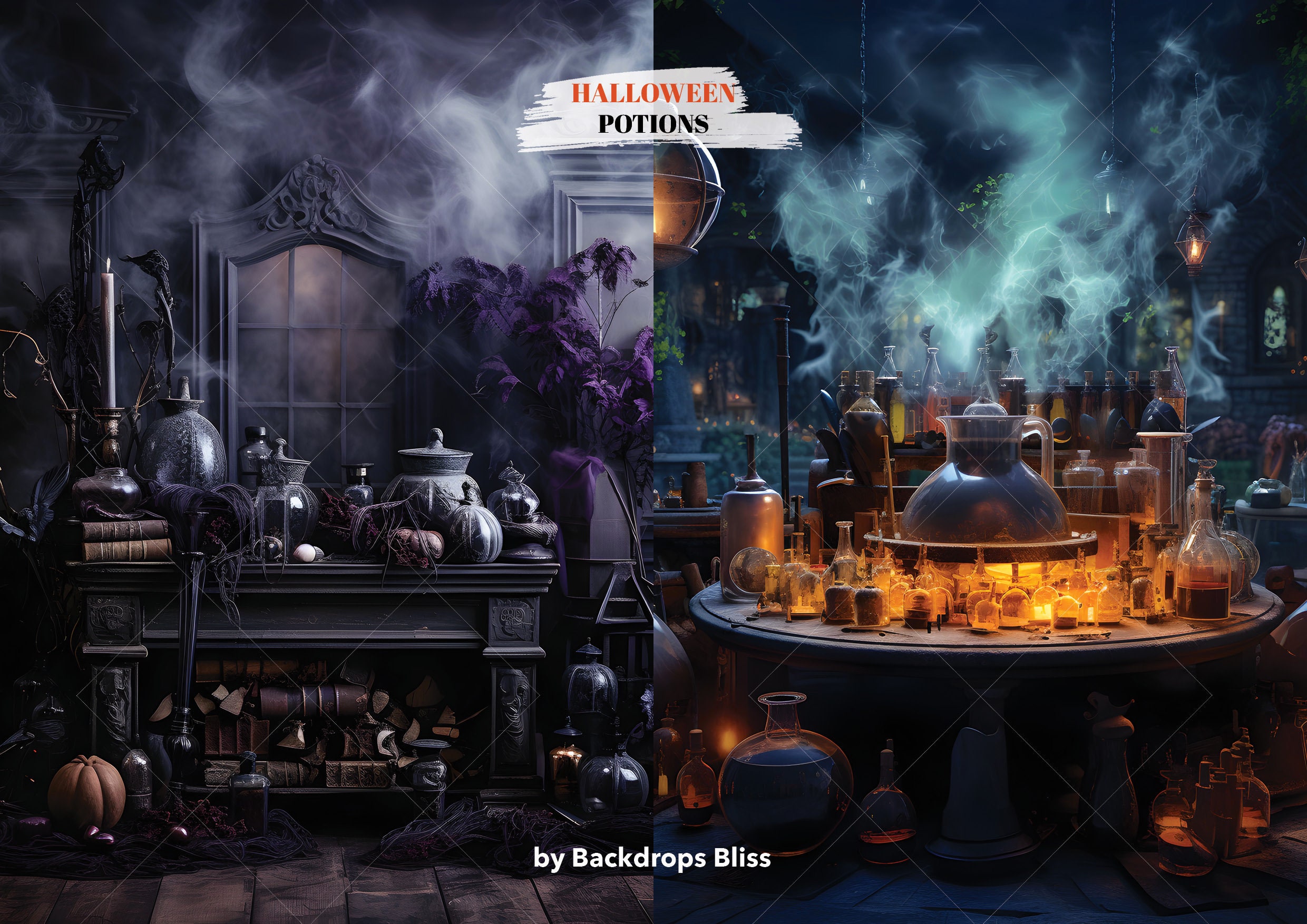 Halloween Backdrop Potion Laboratory Digital Background Lab - Etsy