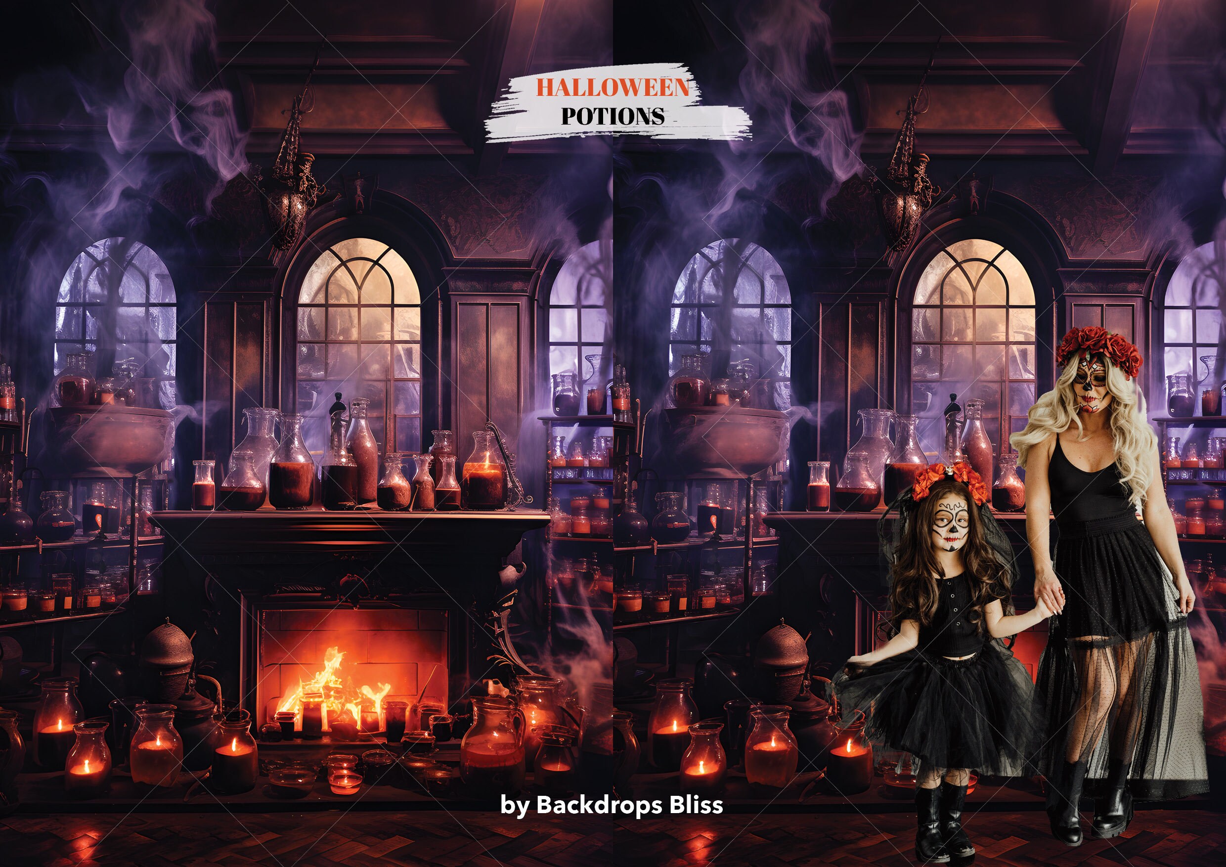 Halloween Backdrop Potion Laboratory Digital Background Lab - Etsy