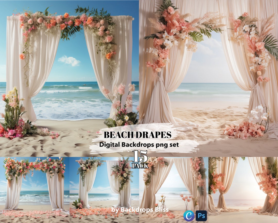 Beach Backdrop Photo Booth Backdrop Maternity Digital Backdrop Ocean ...