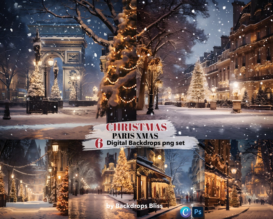Paris Christmas Digital Backdrop Christmas in Paris Digital Backdrop ...