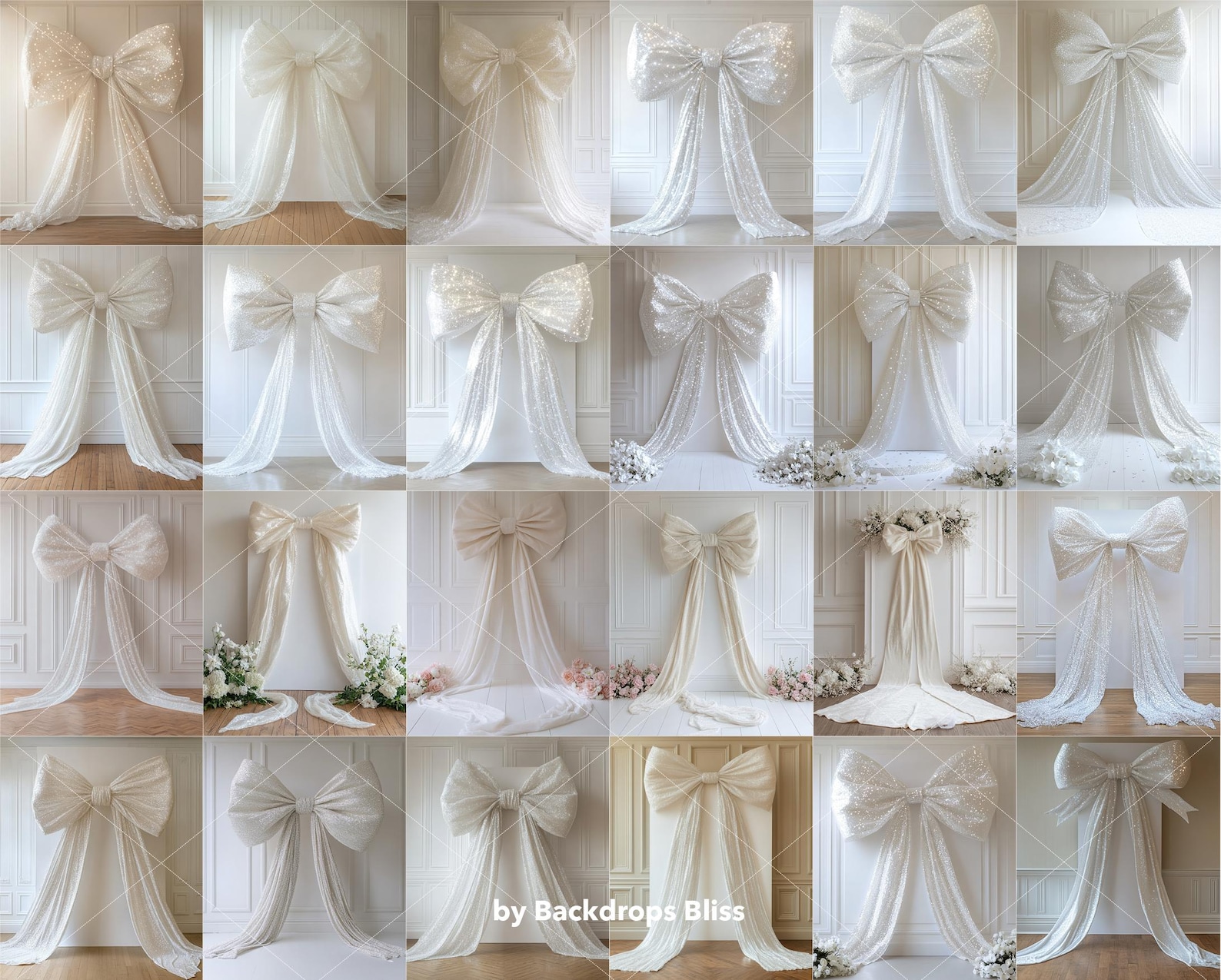 Digital Giant Bow Backdrop White Bow Png Ribbon Overlay White Portrait ...