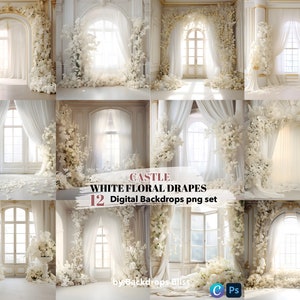 White Curtain Digital Backdrop Maternity Backdrop White Castle Backdrop ...