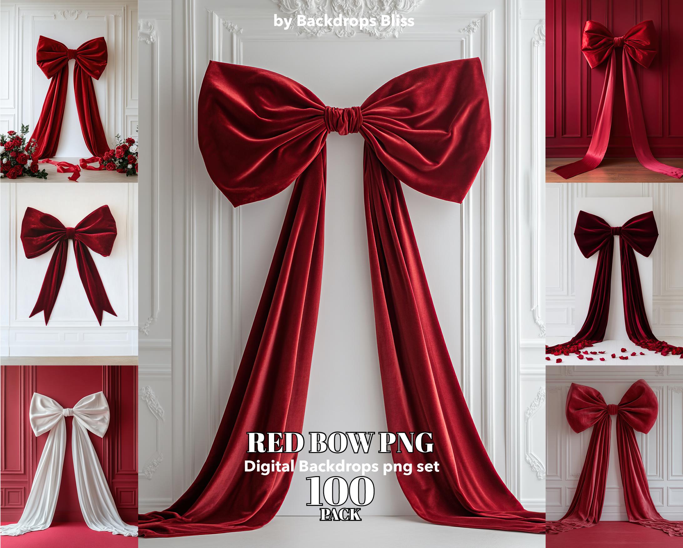 Digital Backdrop PNG Giant Bow Backdrop Red Backdrop Decor Overlay ...
