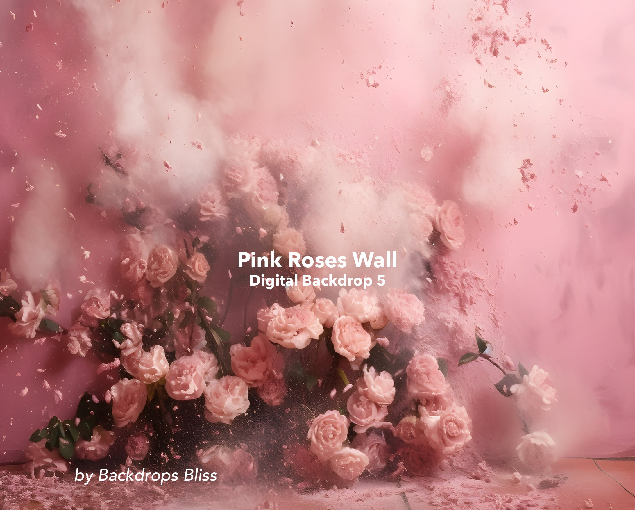 1 Digital Pink Rose Wall Art Backdrop Floral Backdrop Studio ...