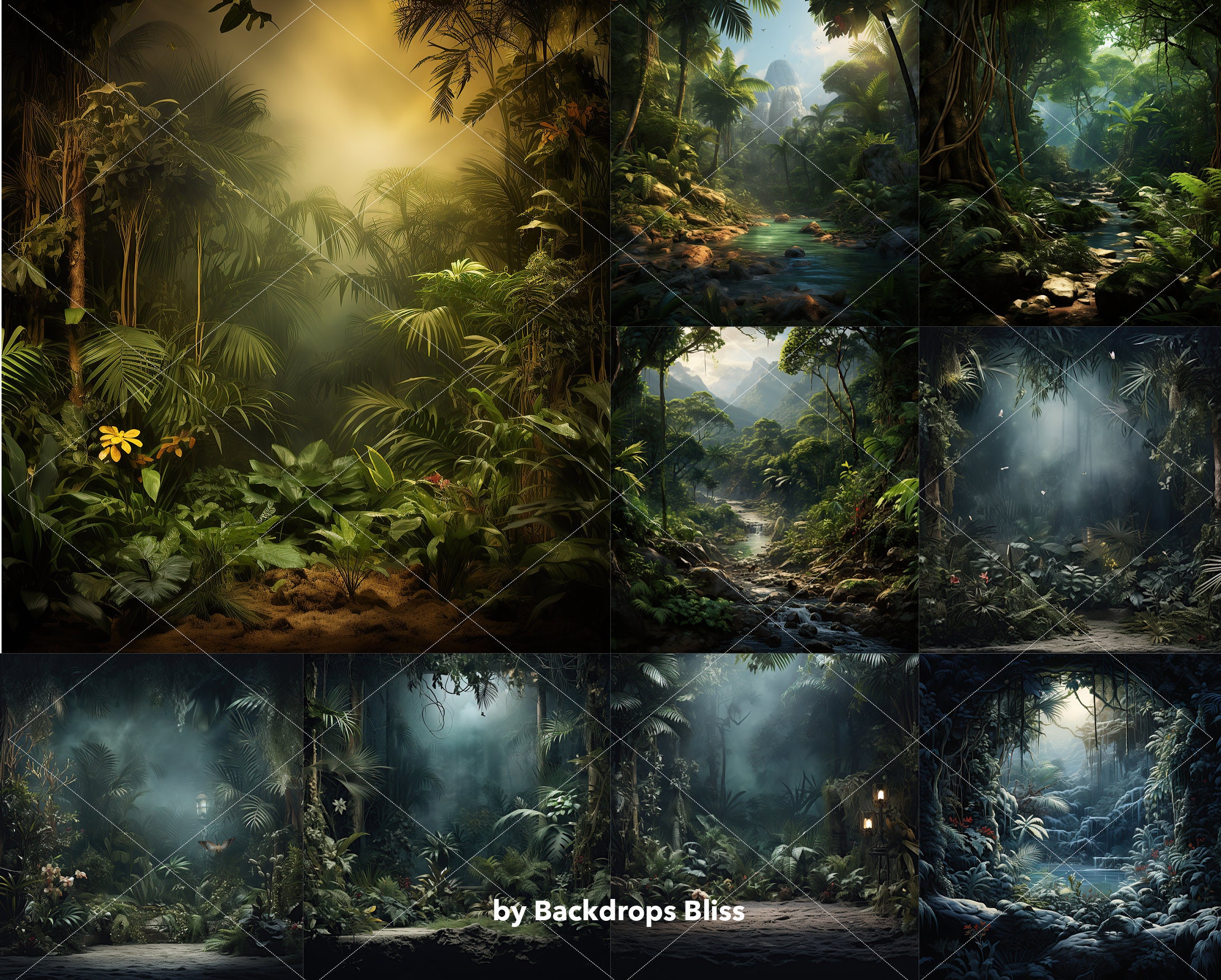 Jungle Digital Backdrop Forest Overlay Enchanted Forest Backdrop Safari ...