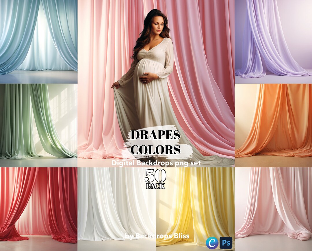 Flowy Fabric Digital Backdrop Maternity Digital Backdrop Room Drapes ...