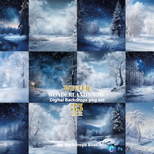 Winter Digital Backdrop Winter Wonderland Digital Backdrop Forest Snow ...