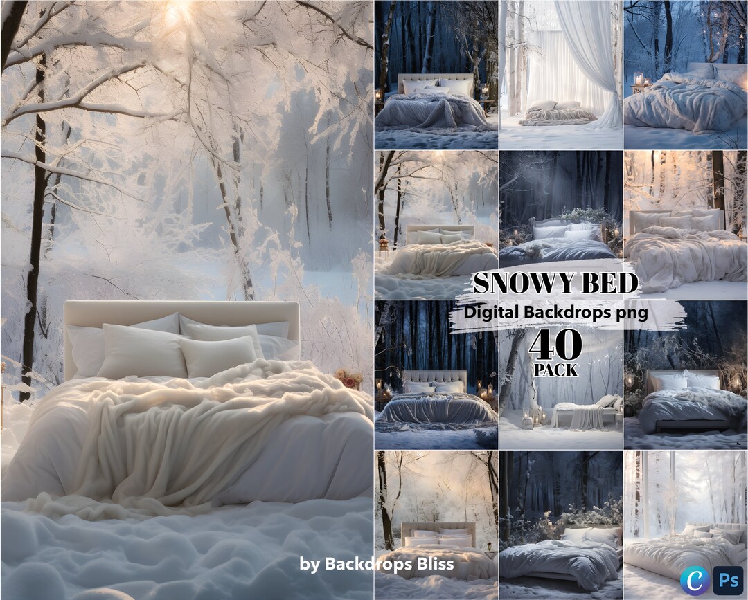 Maternity Digital Backdrop Snow Backdrop Forest Bed Digital Backdrop ...