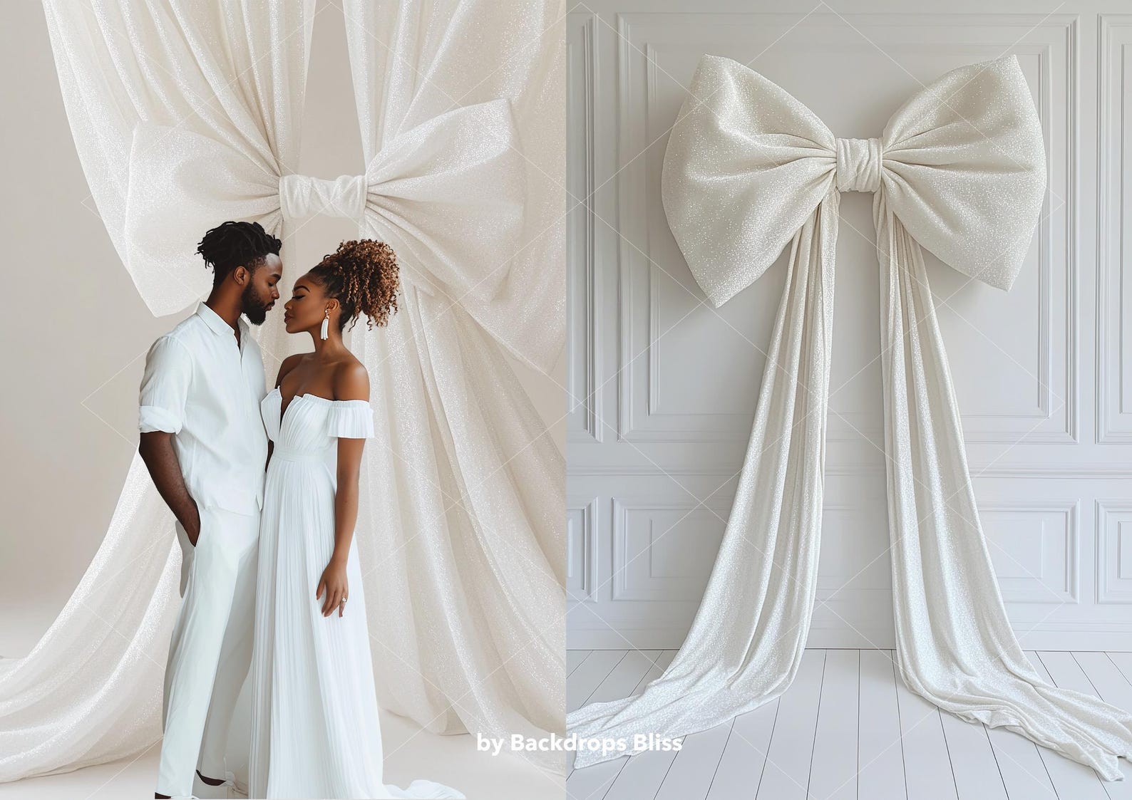 Digital Giant Bow Backdrop White Bow Png Ribbon Overlay White Portrait ...