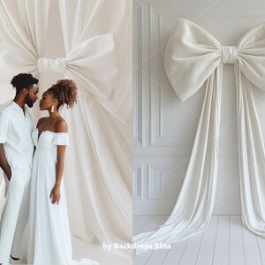 Giant Bow Backdrop White Bow Png Ribbon Overlay White Studio Portrait ...