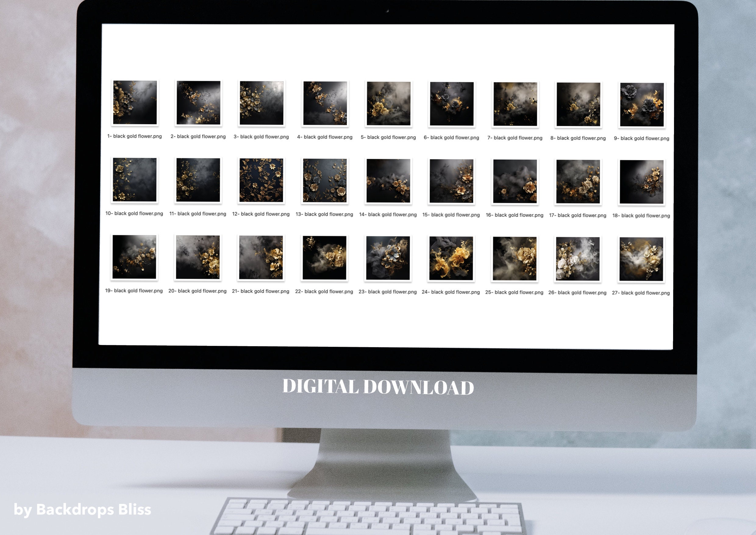 Fine Art Black Floral Digital Backdrop Black Maternity Digital Backdrop ...