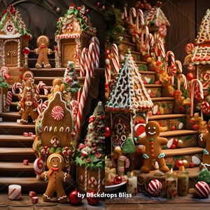 Christmas Gingerbread Digital Backdrop Christmas Bundle Backdrop ...