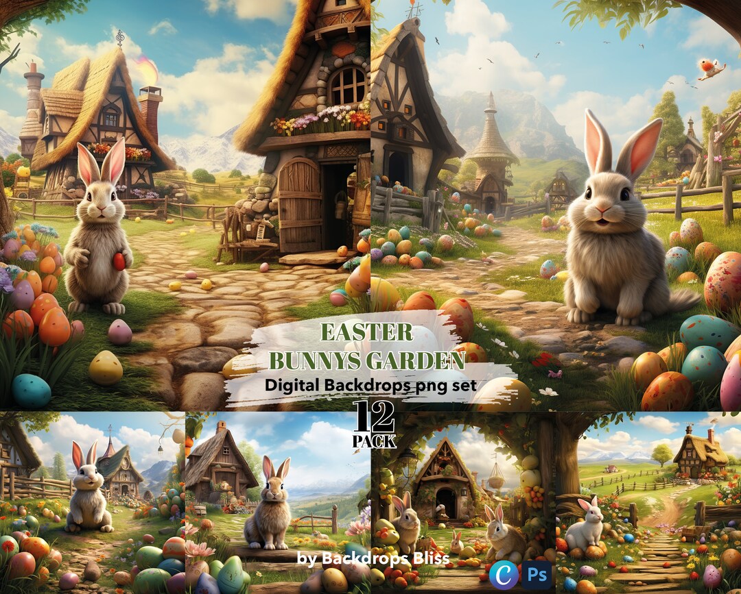Easter Digital Backdrop for Kid Easter Bunnies Digital Backdrop Easter ...