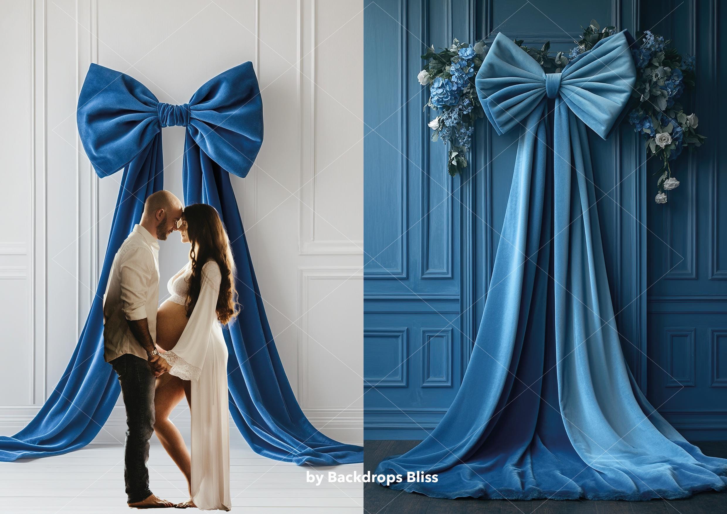 Digital Backdrop Png Giant Bow Backdrop Blue Bow Png Maternity Backdrop ...
