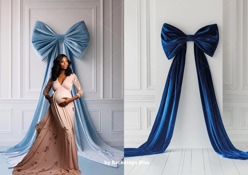 Digital Backdrop Png Giant Bow Backdrop Blue Bow Png Maternity Backdrop ...