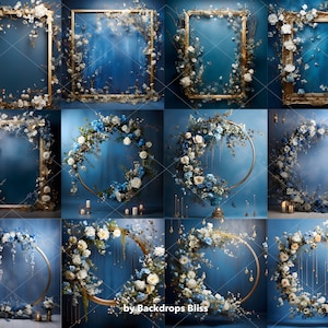 Maternity Digital Backdrop Floral Maternity Backdrop Blue Digital ...