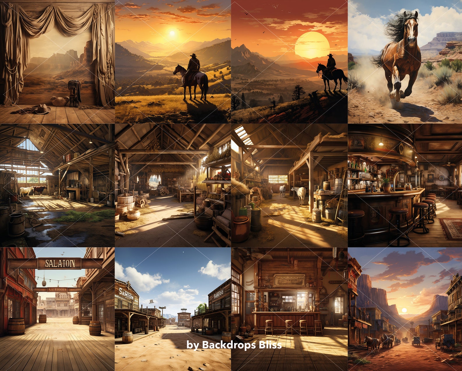 Digital Backdrop Western Saloon Backdrop Western Wedding Backdrop ...