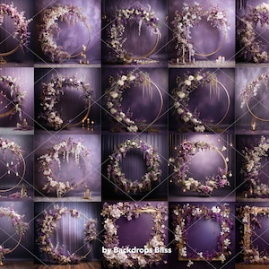 Floral Maternity Digital Backdrop Bundle Purple Studio Backdrop Violet ...