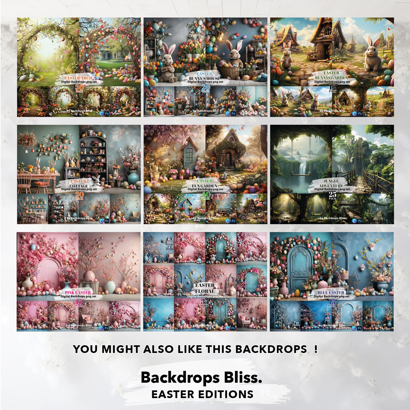 Easter Png Easter Spring Digital Backdrop Garden Digital Outdoor ...