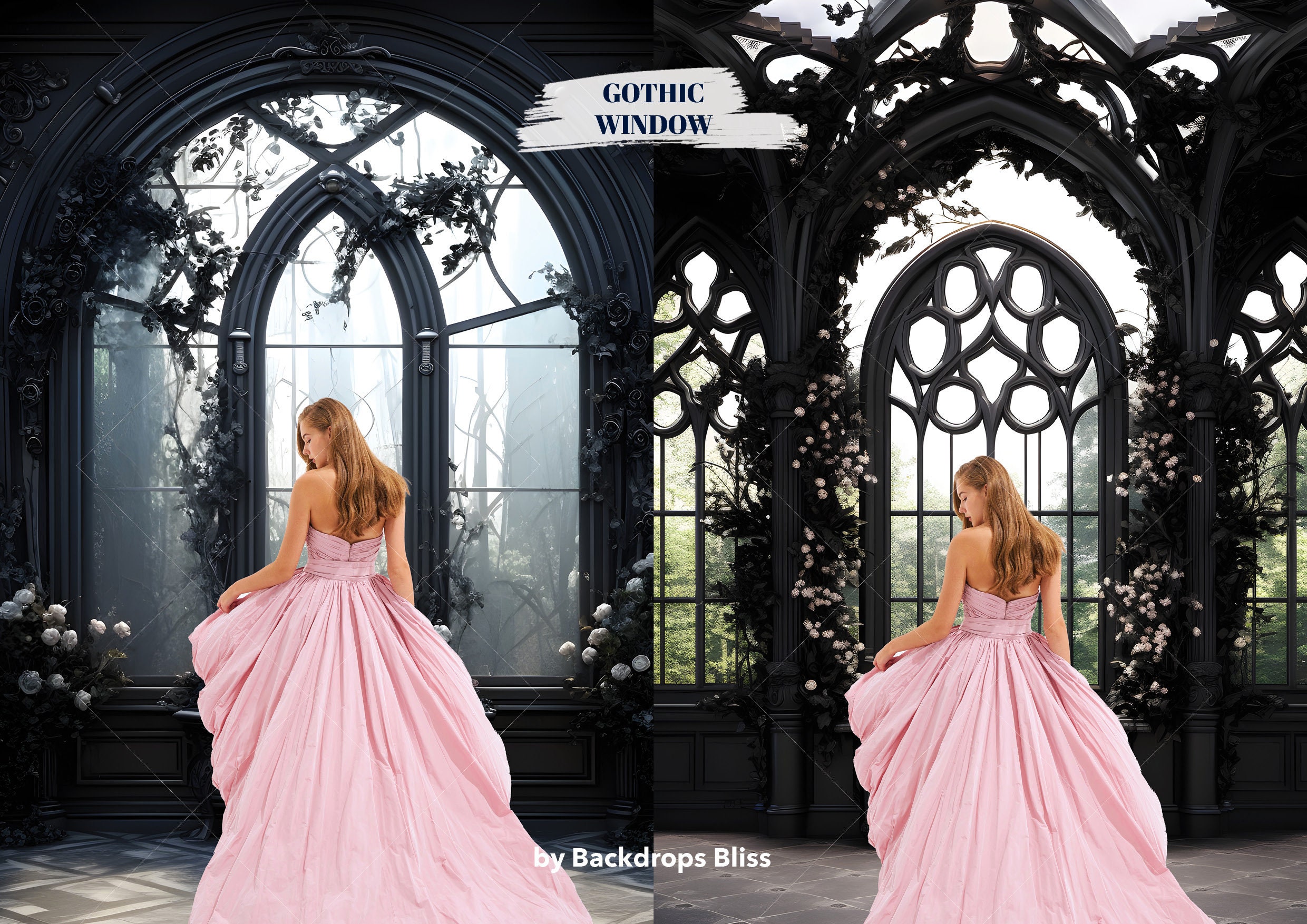 Halloween Digital Backdrop Gothic Maternity Digital Backdrop Floral ...