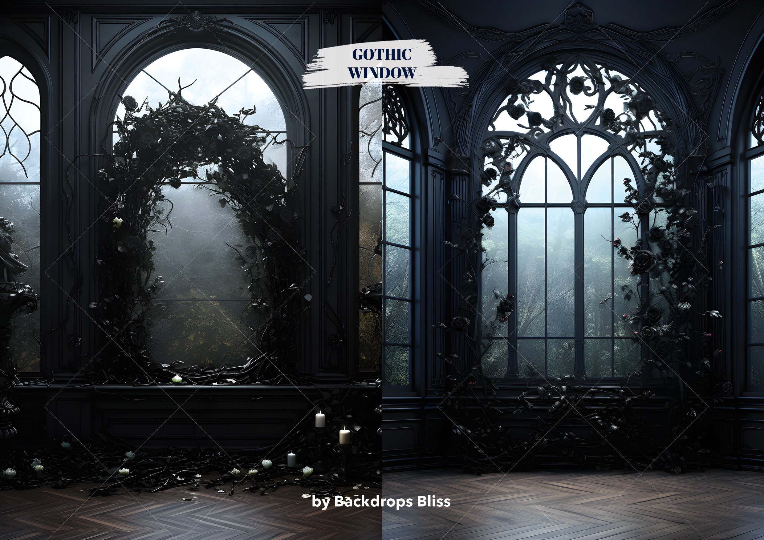 Halloween Digital Backdrop Gothic Maternity Digital Backdrop Floral ...