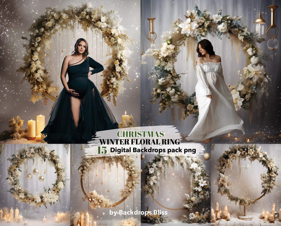 Christmas Digital Backdrop Maternity Digital Backdrop Floral Ring ...