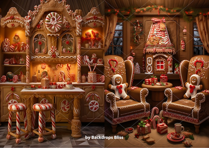 Christmas Gingerbread Digital Backdrop Christmas Bundle Backdrop ...