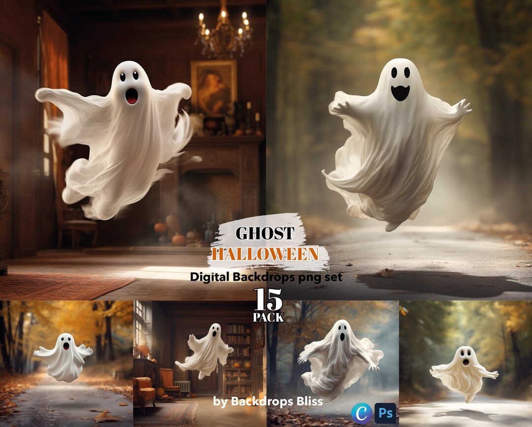 Halloween Overlay Cute Ghost Png Retro Halloween Png Bundle Ghost ...