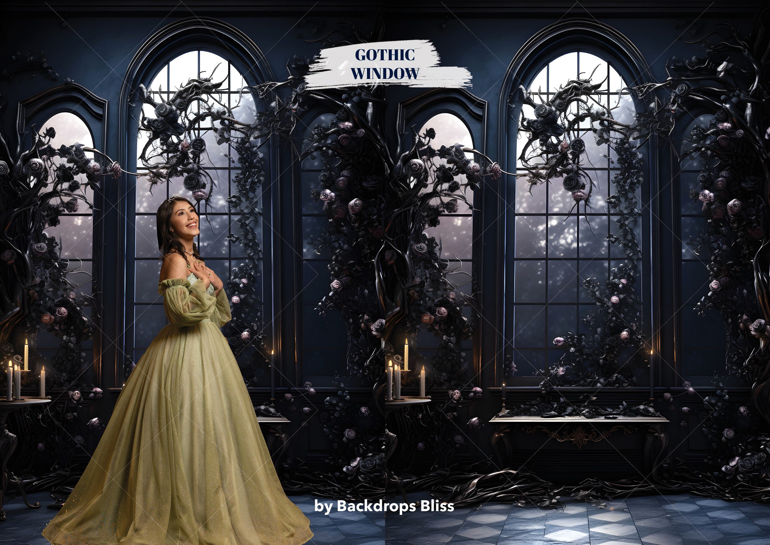 10x Digital Gothic Window Art Backdrop Studio Floral - Etsy