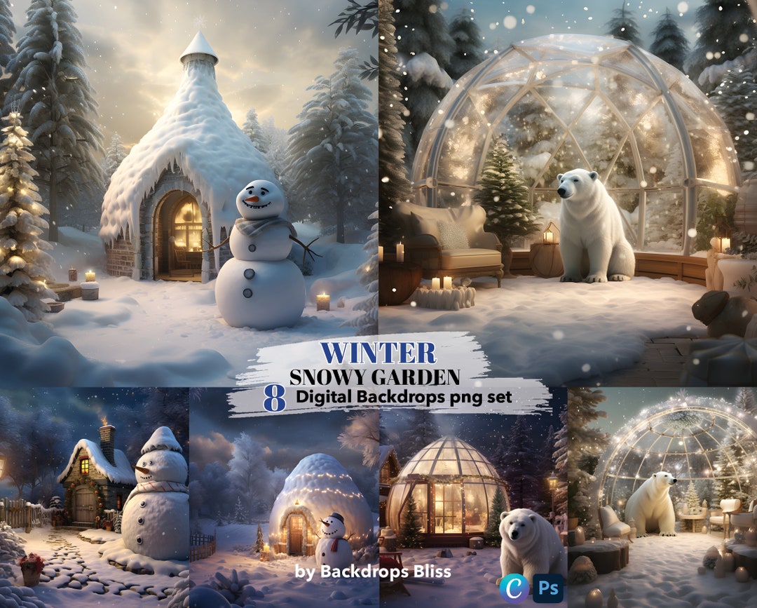Snowman Digital Backdrop Frosty Digital Background Winter Snow Family ...
