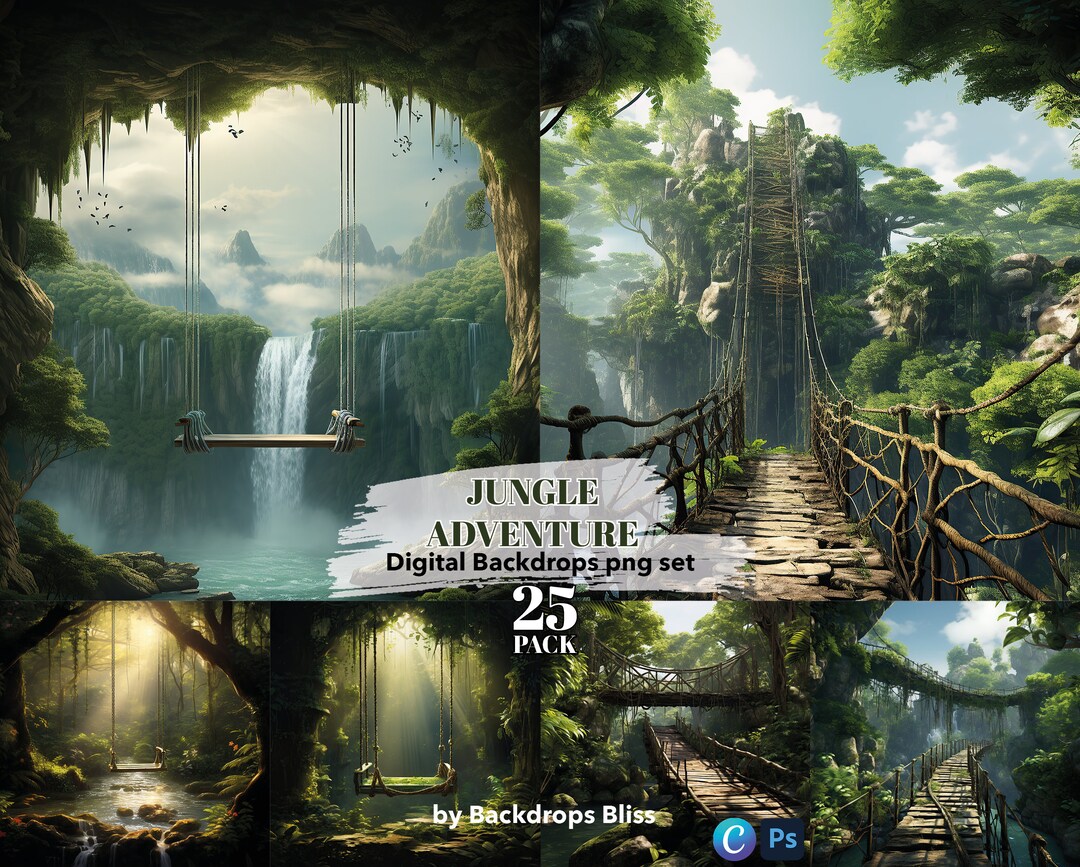 Jungle Safari Digital Backdrop Jungle Swing Backdrop Tropical Toddler ...