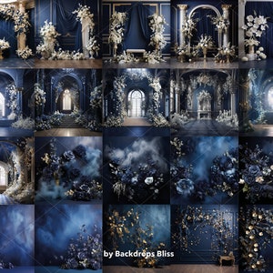 Blue Maternity Digital Backdrop Boho Navy Blue Digital Backdrop ...